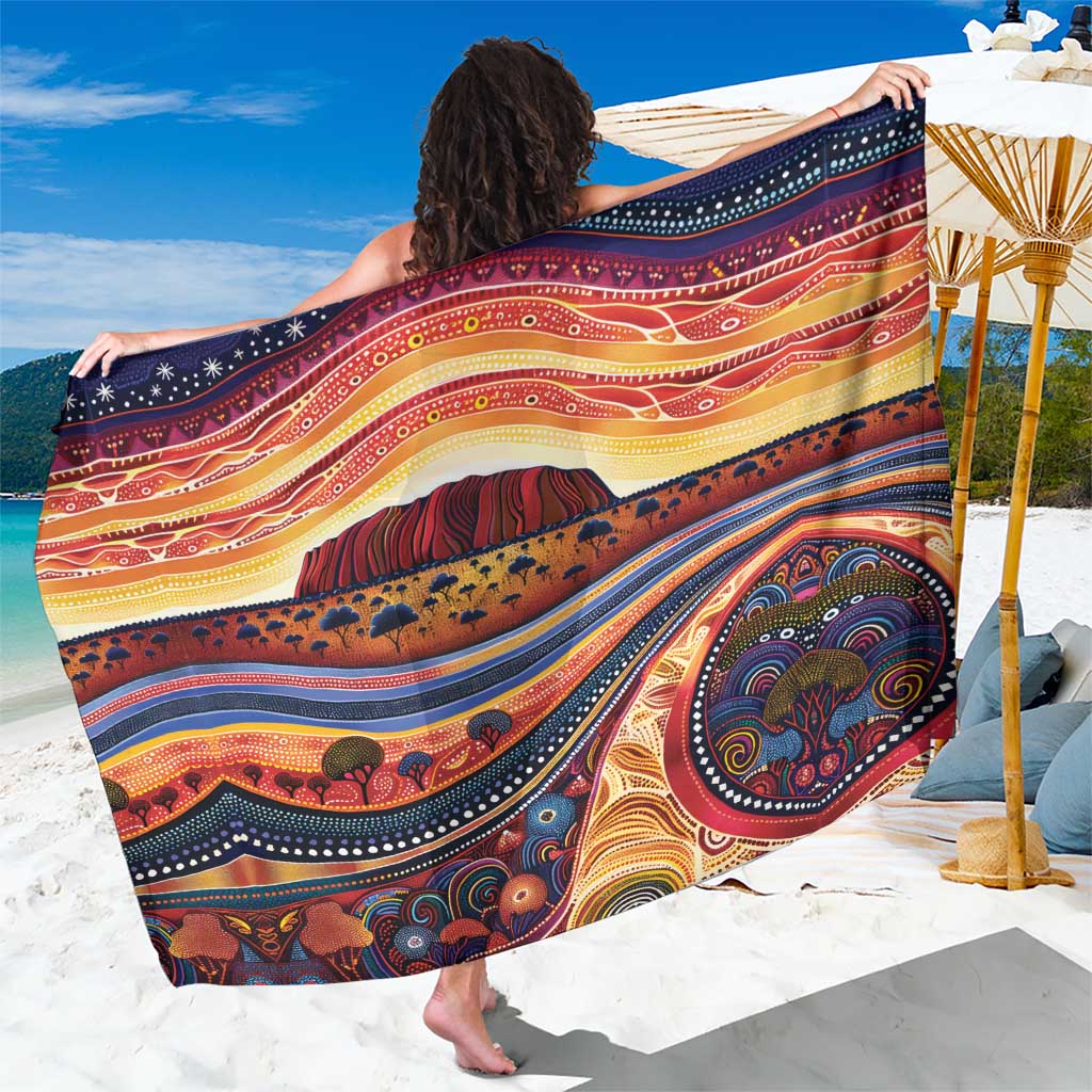 Uluru Ayers Rock Sunset Sarong Aboriginal Dot Painting - Aussie Hoodie