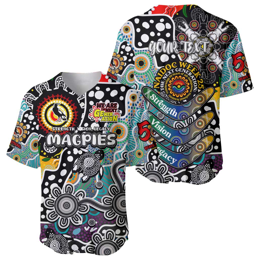 Personalised Magpies AFL Celebrating 50 Years of Naidoc Baseball Jersey ...