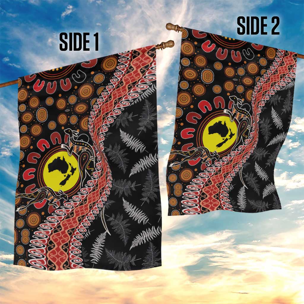 Aotearoa and Australia Garden Flag Maori Koru Ferns With Aboriginal Ka ...