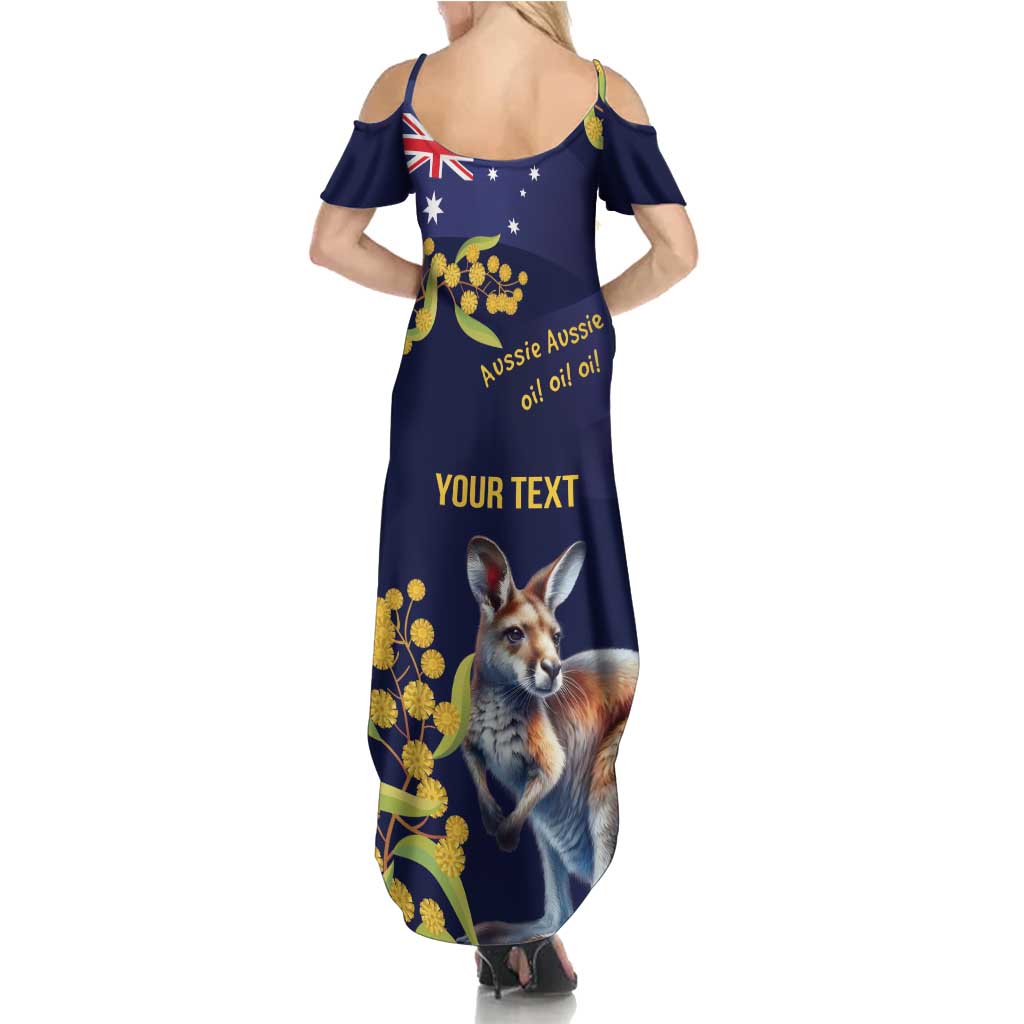 Blue Kangaroo and Golden Wattle Personalised Summer Maxi Dress Happy A ...