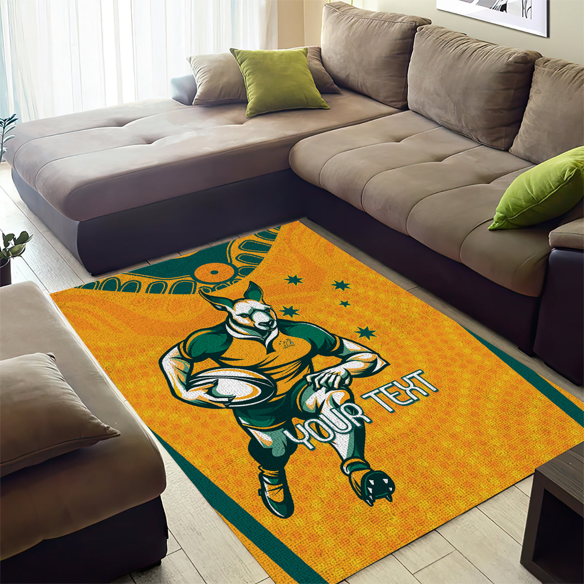 Custom Australia Rugby Area Rug Wallabies Mascots Sporty Version LT9 ...