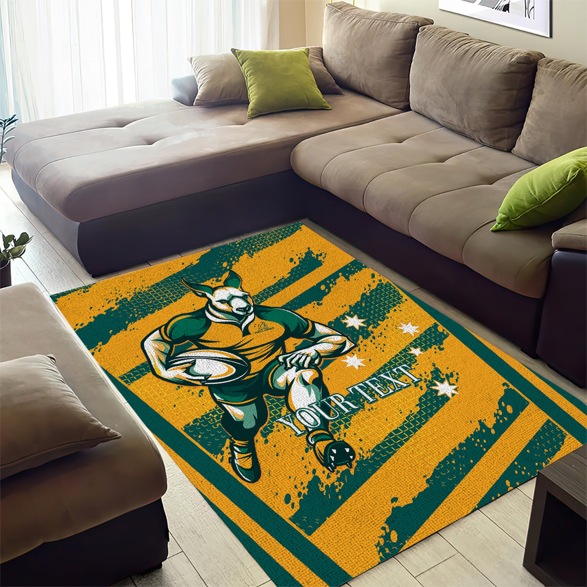 Custom Australia Rugby Area Rug Wallabies Mascots Indigenous Aborigina ...