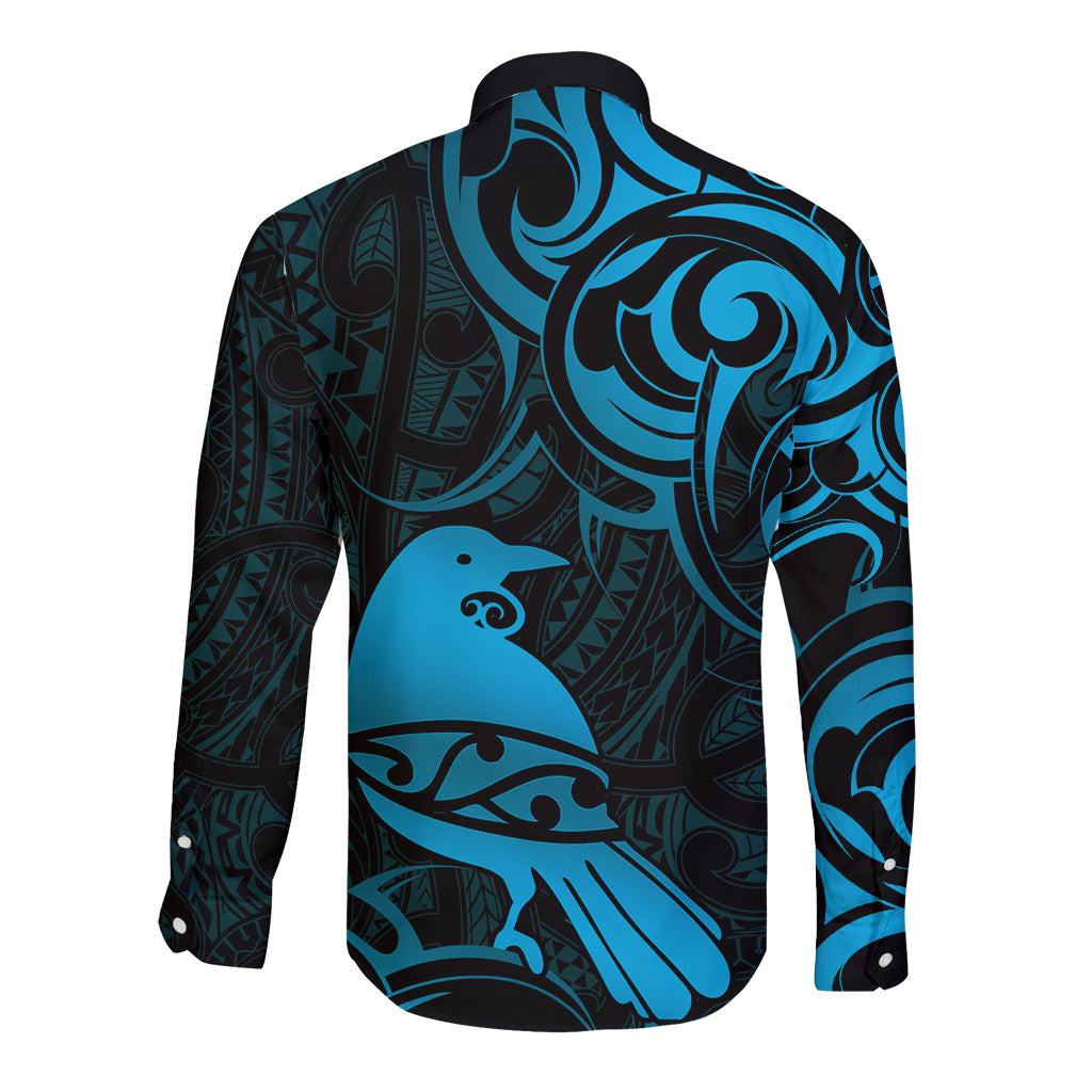 New Zealand Tui Bird Long Sleeve Button Shirt Aotearoa Maori Pattern ...