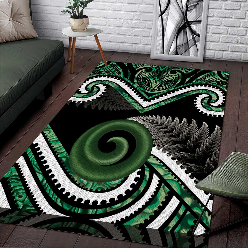 Koru Pounamu Aotearoa Area Rug Maori Paua Shell Mix Silver Fern LT14 ...