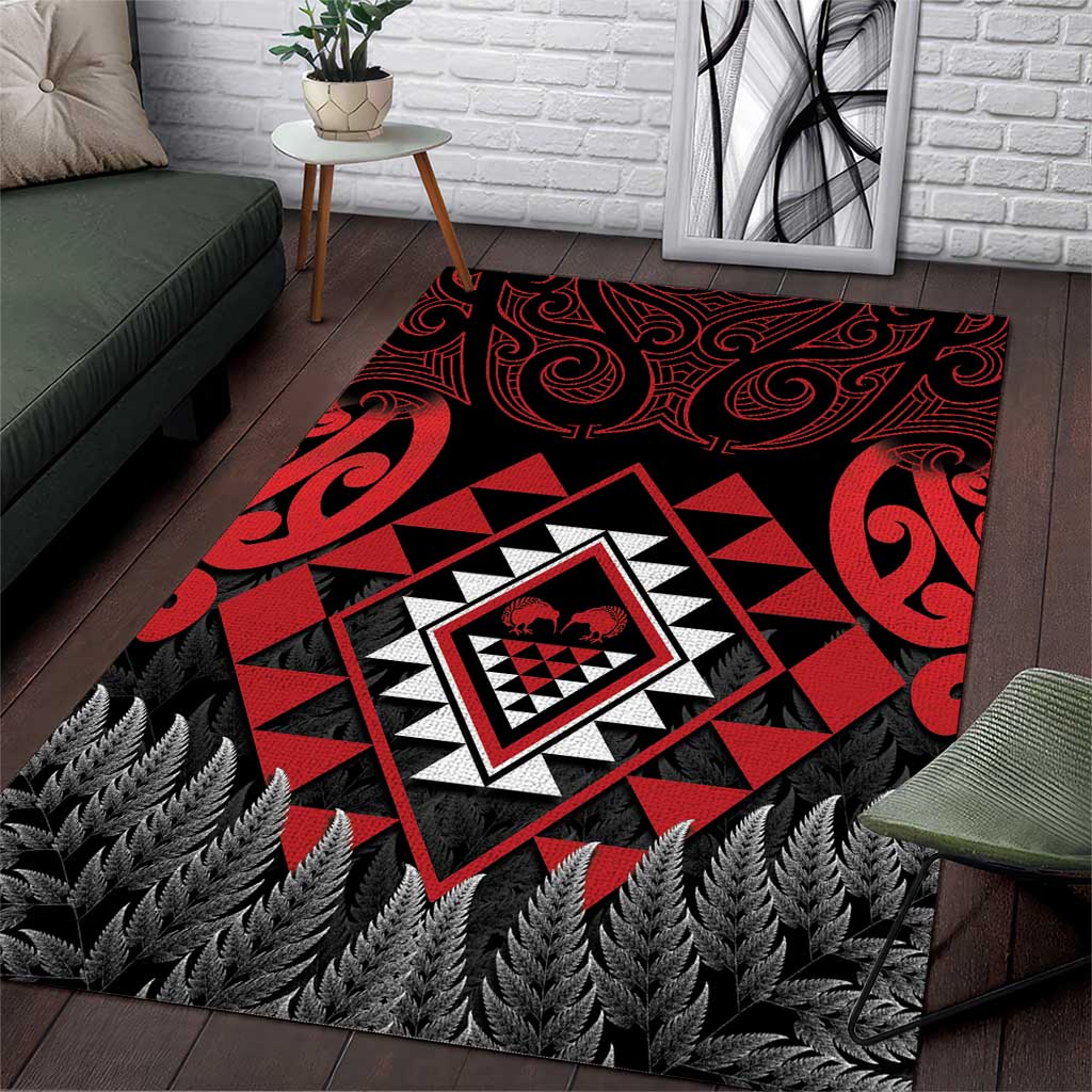 Aotearoa Kiwi Taniko Area Rug Silver Fern With Maori Koru Pattern LT14 ...
