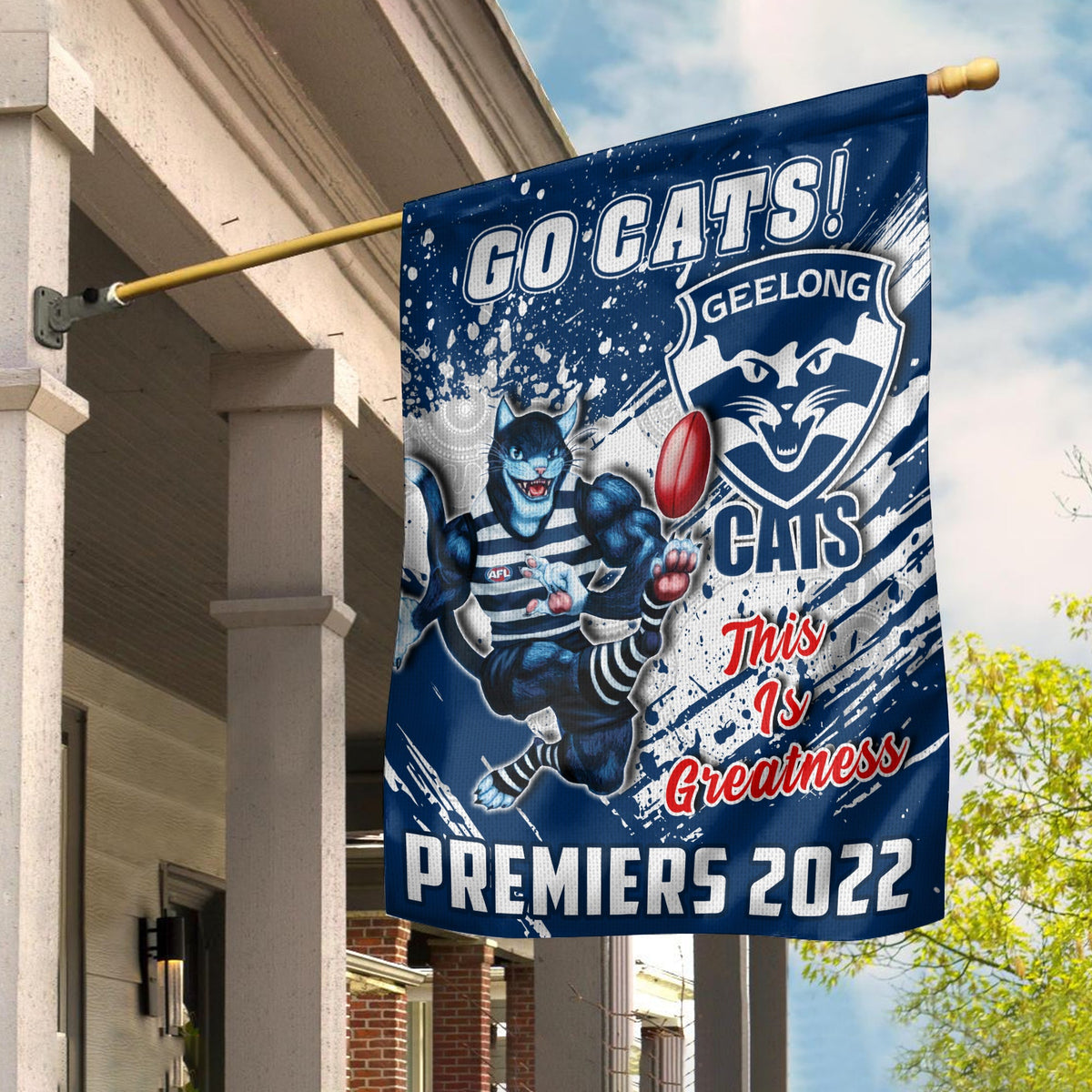 Geelong Football Flag Premiers 2022 Aboriginal Art Go Cats LT14 ...