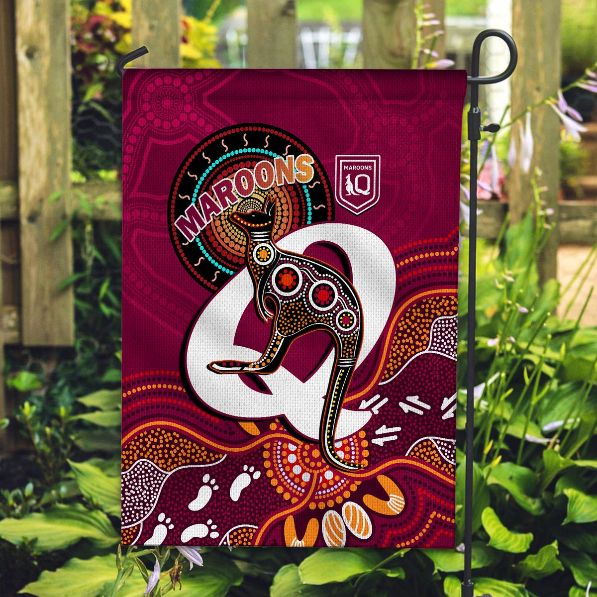 Maroons Rugby Flag Queensland Kangaroo Aboriginal Dot Paintings LT14 ...